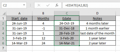Excel Add months to date
