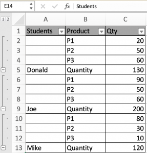 How to copy and paste grouped subtotal summary in Excel