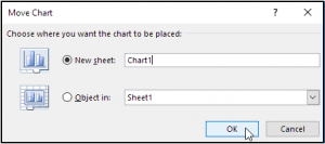How to use shortcut keys to move chart in Excel