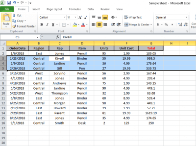 How to use keyboard multiple select entire row in Excel
