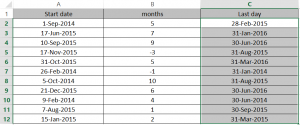 How to calculate the date at the end of a month in Excel