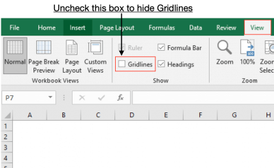 How to Hide gridlines in Excel