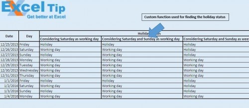 Checking Whether It Is Holiday On The Specified Date Using Vba In Microsoft Excel