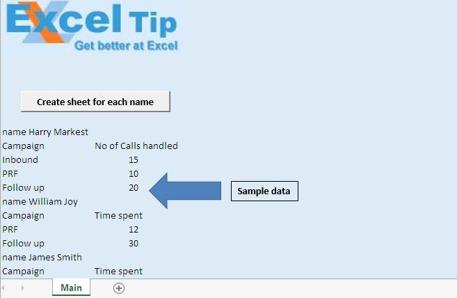 Create Separate Worksheets For Each Name Mentioned In The Data Using Vba In Microsoft Excel