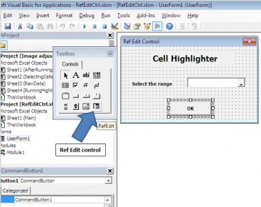 Return the cells referenced by user using RefEdit control of userform in Microsoft Excel