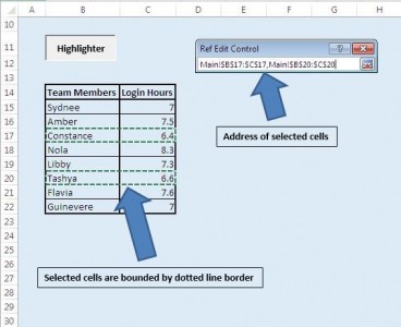 Return the cells referenced by user using RefEdit control of userform in Microsoft Excel