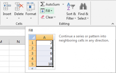 To Fill Values Right or Down in a List in Excel