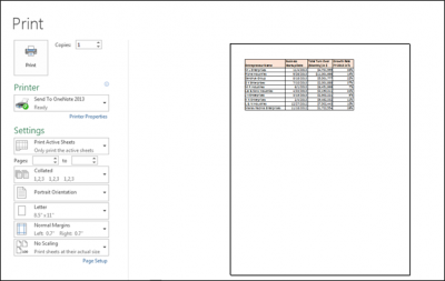 Print in Microsoft Excel