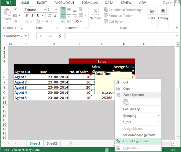 Adding Data, Charts, or Other Information to a Cell Comment