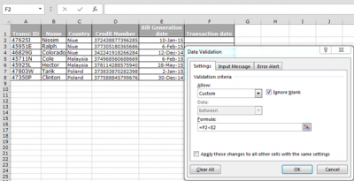 How to validate the entries in Microsoft Excel