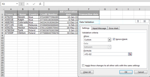 How to validate the entries in Microsoft Excel