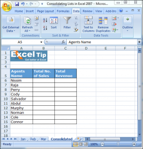 Consolidating Lists in Excel 2007