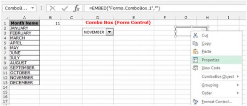 Add Combo Box to a Sheet in Microsoft Excel 2010