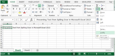 How to do the Preventing Text from Spilling Over in Excel