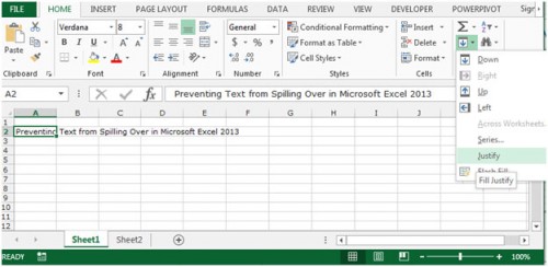 How to do the Preventing Text from Spilling Over in Excel