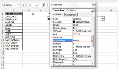Add Combo Box to a Sheet in Microsoft Excel 2010
