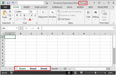 Grouping or Ungrouping Sheets in Microsoft Excel