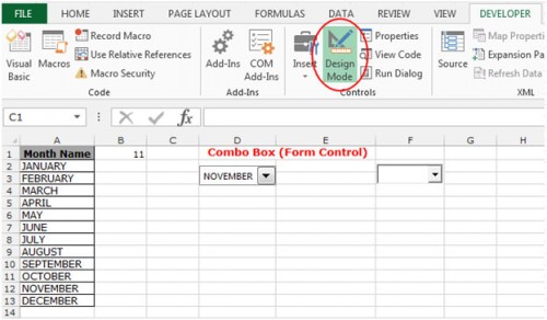 Add Combo Box to a Sheet in Microsoft Excel 2010