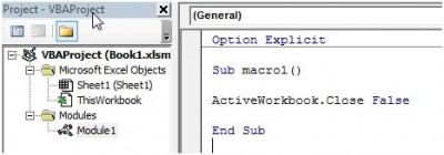 Close a workbook using VBA in Microsoft Excel