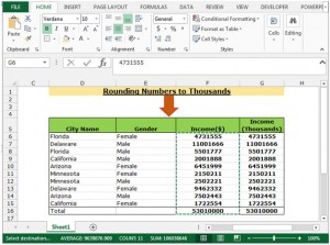 Rounding Numbers to Thousands in Microsoft Excel 2010