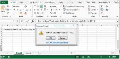 How to do the Preventing Text from Spilling Over in Excel