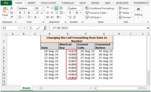 Changing the Cell Formatting from Date to Number in Microsoft Excel