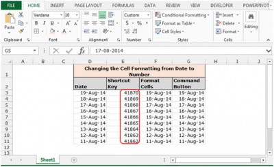 Changing the Cell Formatting from Date to Number in Microsoft Excel