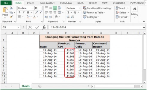 Changing the Cell Formatting from Date to Number in Microsoft Excel