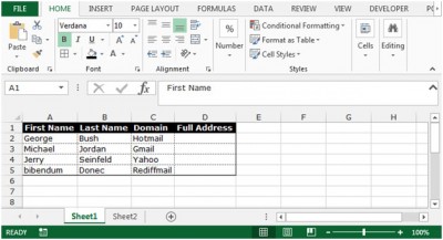 Creating Email Address using Concatenate Function in MS Excel