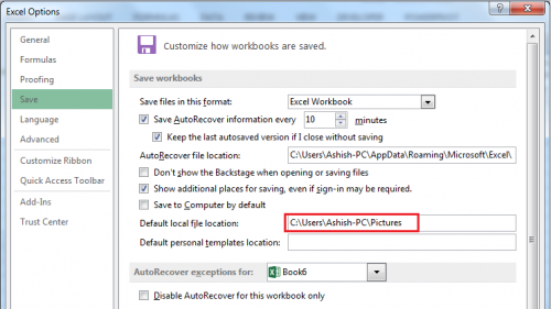 Changing the Default Auto-Save File Location