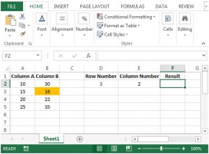 Retrieving Values Using References Based on Row and Column Numbers in Microsoft Excel 2010