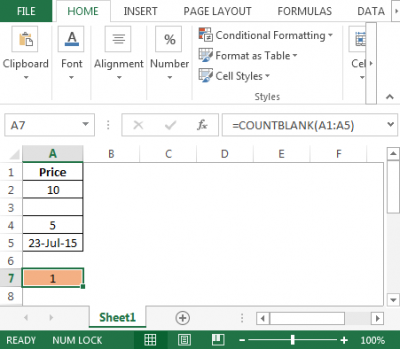 Count the number of cells in a range in Microsoft Excel 2010