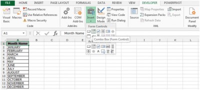 Add Combo Box to a Sheet in Microsoft Excel 2010
