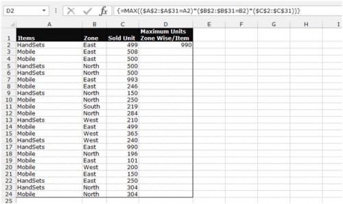 Find The Maximum Numerical Value In A List Based On A Criteria In Excel