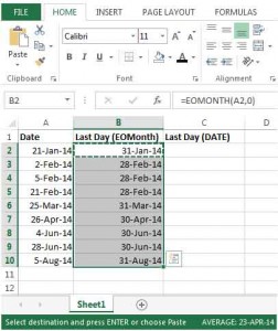 Finding the Last Day of a Given Month in Excel