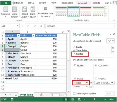 "PivotTable" report - Grouping Text Fields in Microsoft Excel 2010