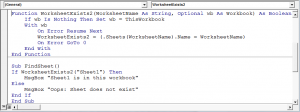 Determine if a sheet exists in a workbook using VBA in Microsoft Excel