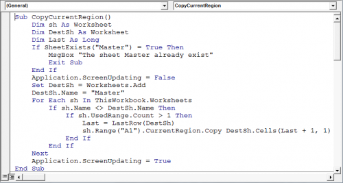 Copy The Currentregion Of A Cell Of Each Sheet Into One Sheet Using Vba In Microsoft Excel