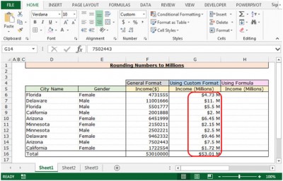 Rounding Numbers to Millions in Excel