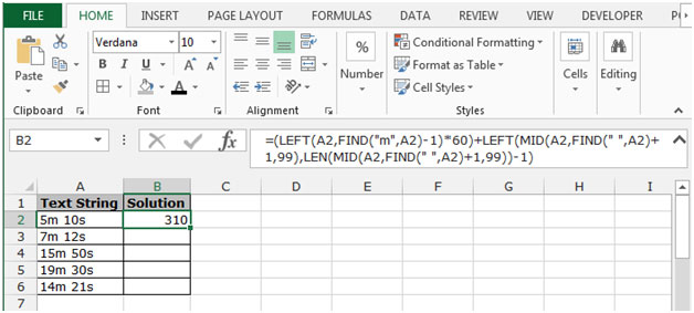 Converting Text Representing Minutes And Seconds Into Numerical Values In Microsoft Excel 2010