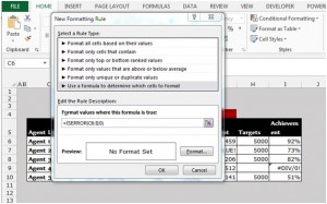 Selecting/Formatting Cells Containing Errors in Microsoft Excel 2010