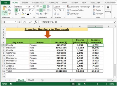 Rounding Numbers to Thousands in Microsoft Excel 2010
