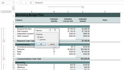 Adding Groups and Outlines Manually in Microsoft Excel 2010