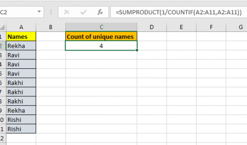 How To Count Values That Appear Only Once In List In Excel