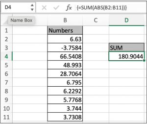 How to Sum the Absolute Values of All Numbers in a Range in Excel