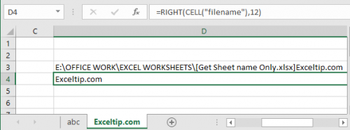 How to Get filename in Excel