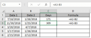 How to use the DAYS function in Excel