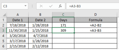 How to use the DAYS function in Excel
