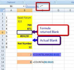 Excel 2010 COUNT Functions – COUNT, COUNTA, COUNTIF and COUNTBLANK