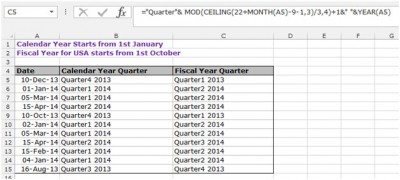 How to Calculate the Quarter in Microsoft Excel
